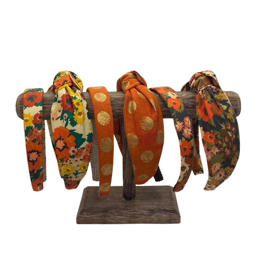 Fall Top Knot and 1 Inch Headbands - Autumn Colors | Pumpkin, Charcoal ...