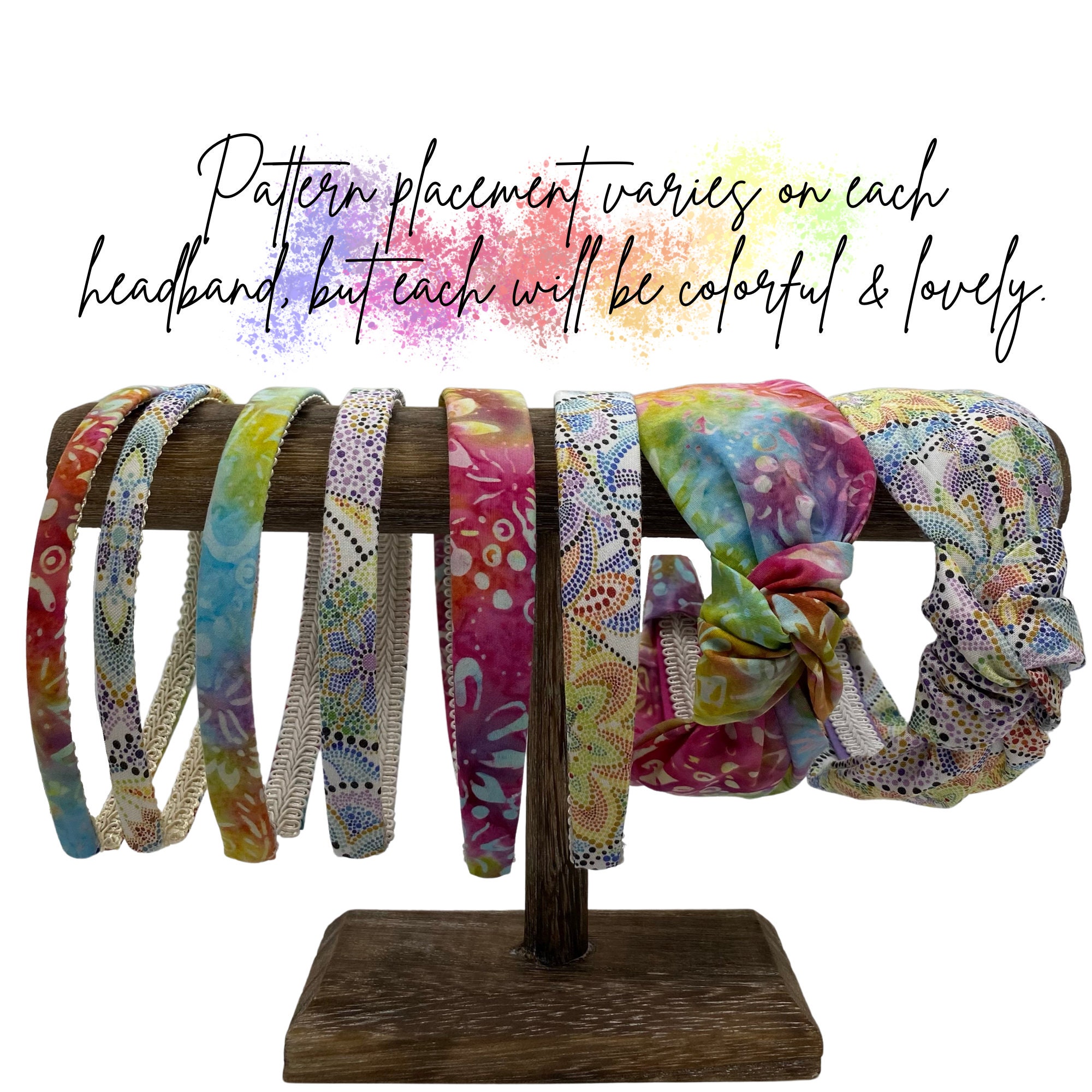 Colorful Boho Headbands | Rainbow Batik & Mandala Hair Bands, Top Knots ...