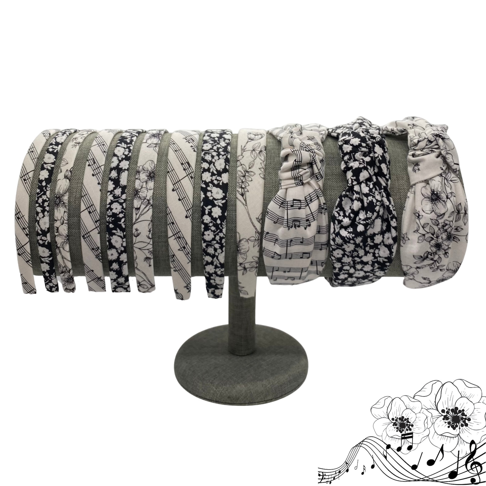 Black & White Headbands, Top Knots | Floral or Music Headbands | Women ...