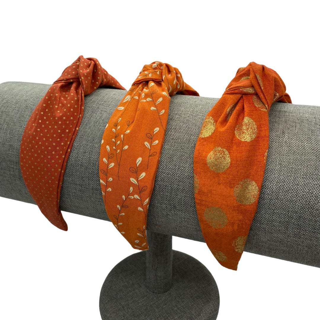 Pumpkin Orange Top Knot Headbands for Thanksgiving| Fall Headbands ...