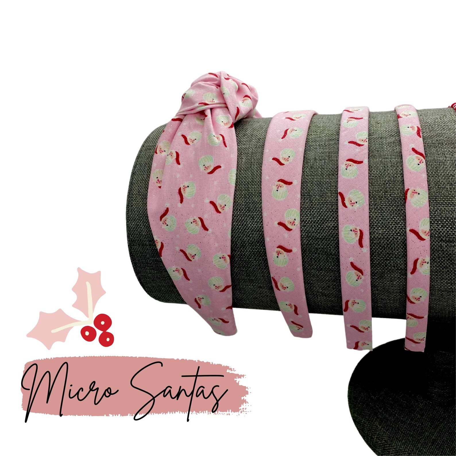 Christmas Headbands and Top Knots | Santa and Candy Cane | Pink, Red ...