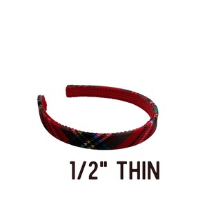 Red Plaid Velvet Headbands | Tartan Hair Bands - Skinny, Thin, 1" or ...