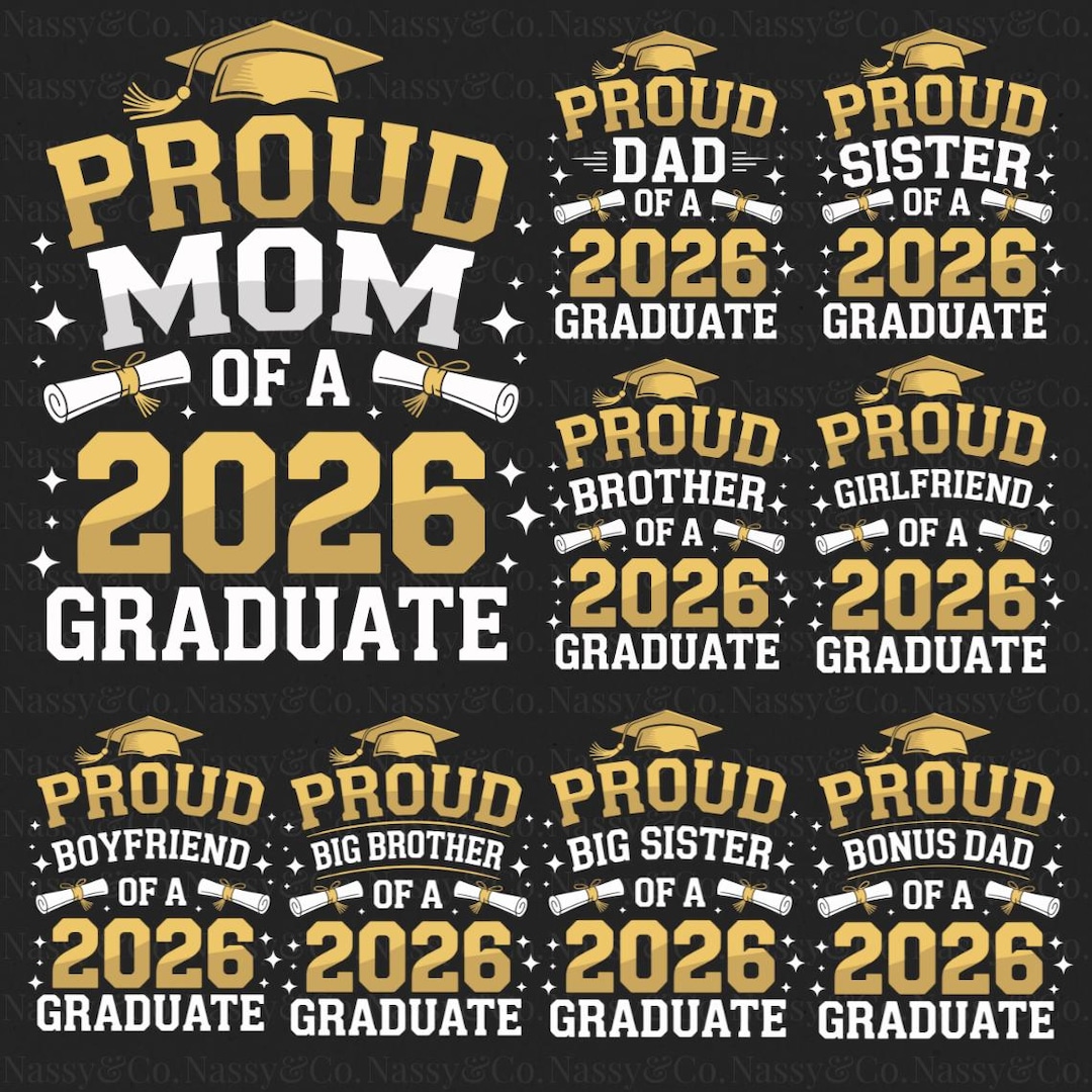 Proud of A 2026 Graduate Gold Graduation Bundle PNG: Trendy Graduation ...