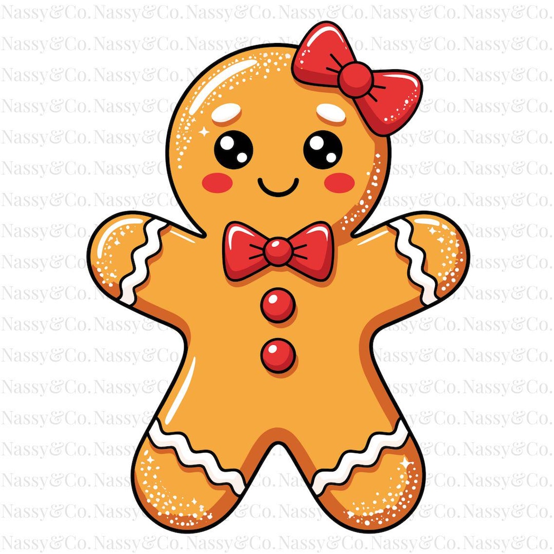 Cute Girly Gingerbread Bow Girls Christmas PNG: Matching Family Holiday ...