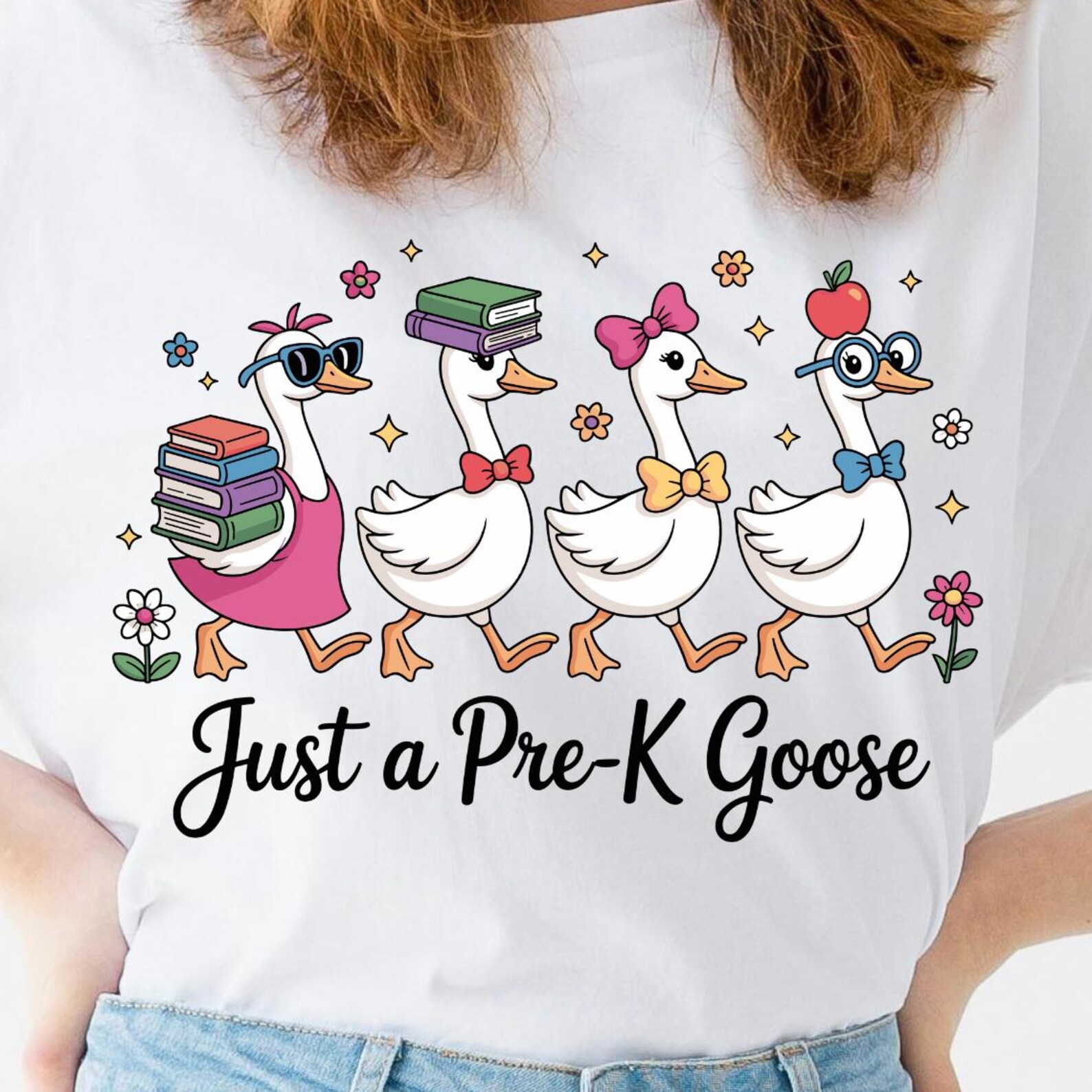 Just A Pre K Goose, Teacher Student Floral Goose Coquette Bow, Back to ...