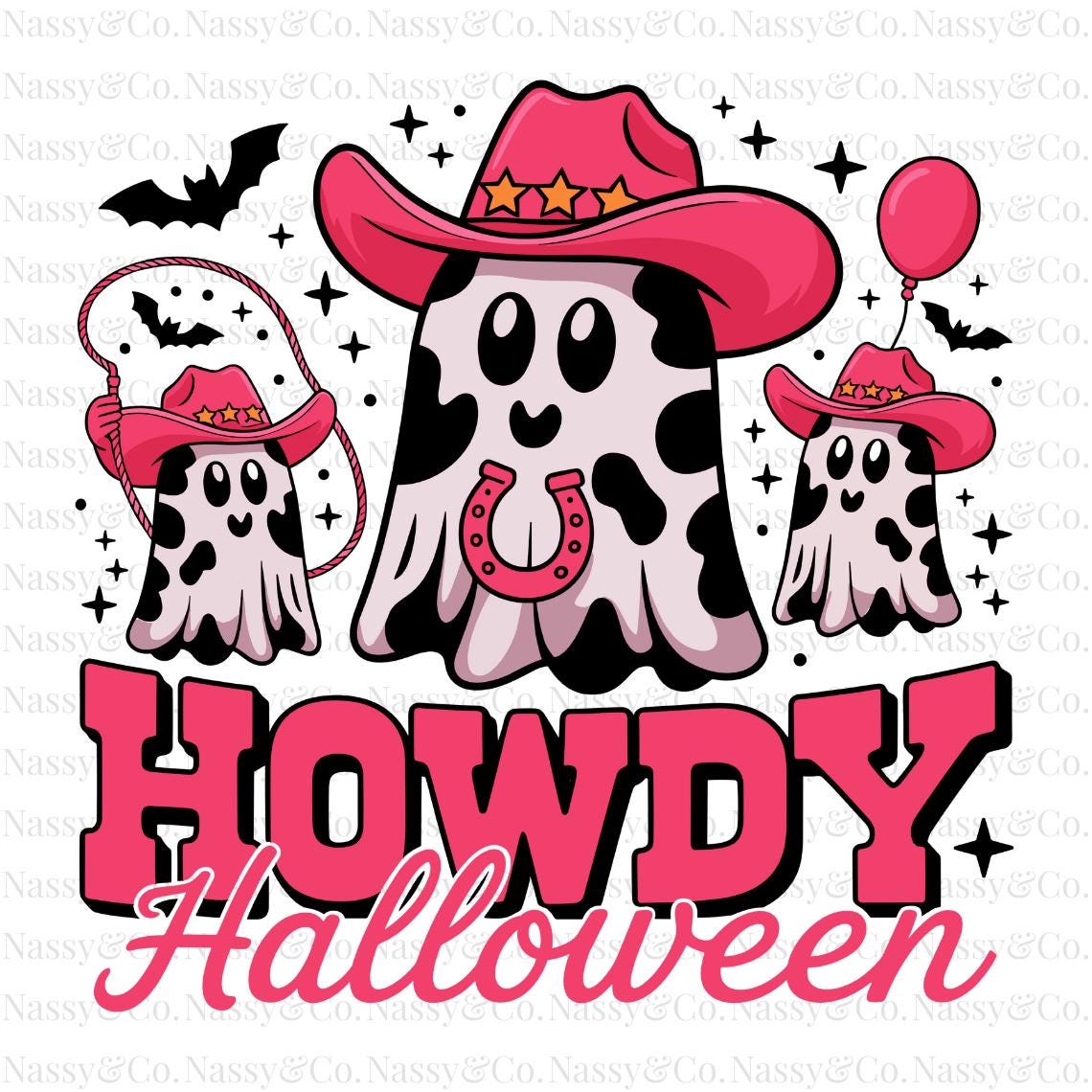 Pink Howdy Halloween Ghost, Cowboy Cowgirl Western Preppy Spooky Fall ...