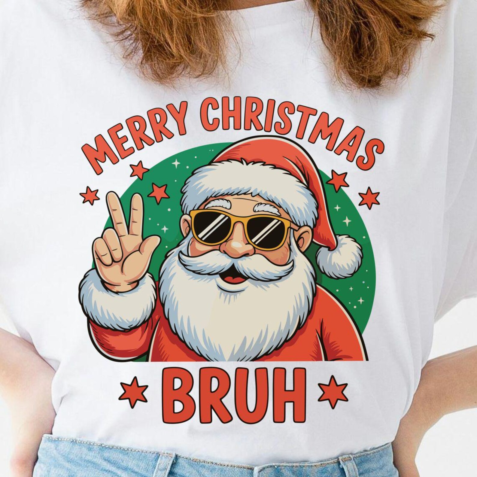 Merry Christmas Bruh Funny Santa Festive PNG: Matching Family Holiday ...