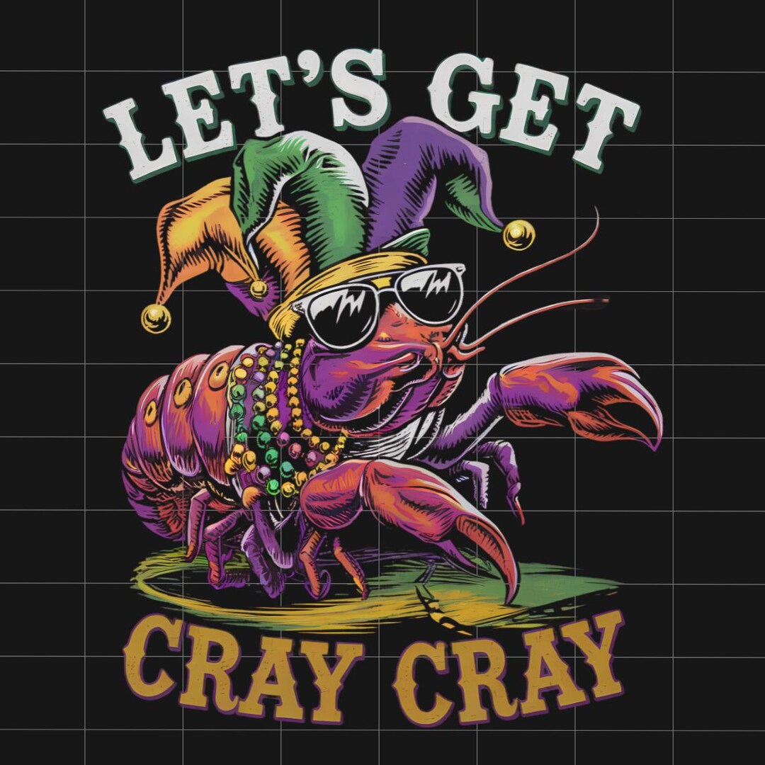 Let's Get Cray Cray Crawfish Mardi Gras Costume Festive Colors Jester ...