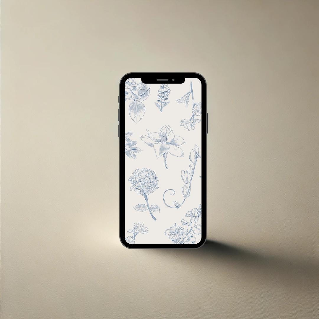 Blue Flowers Phone Background - Digital Download for iPhone or Samsung ...