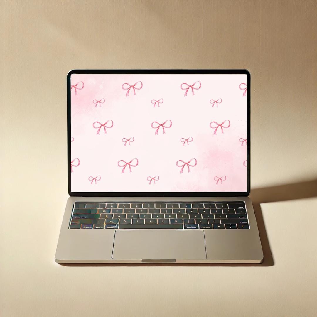 Playful Pink Bow Pattern Background - Digital Download for Laptop, Ipad ...