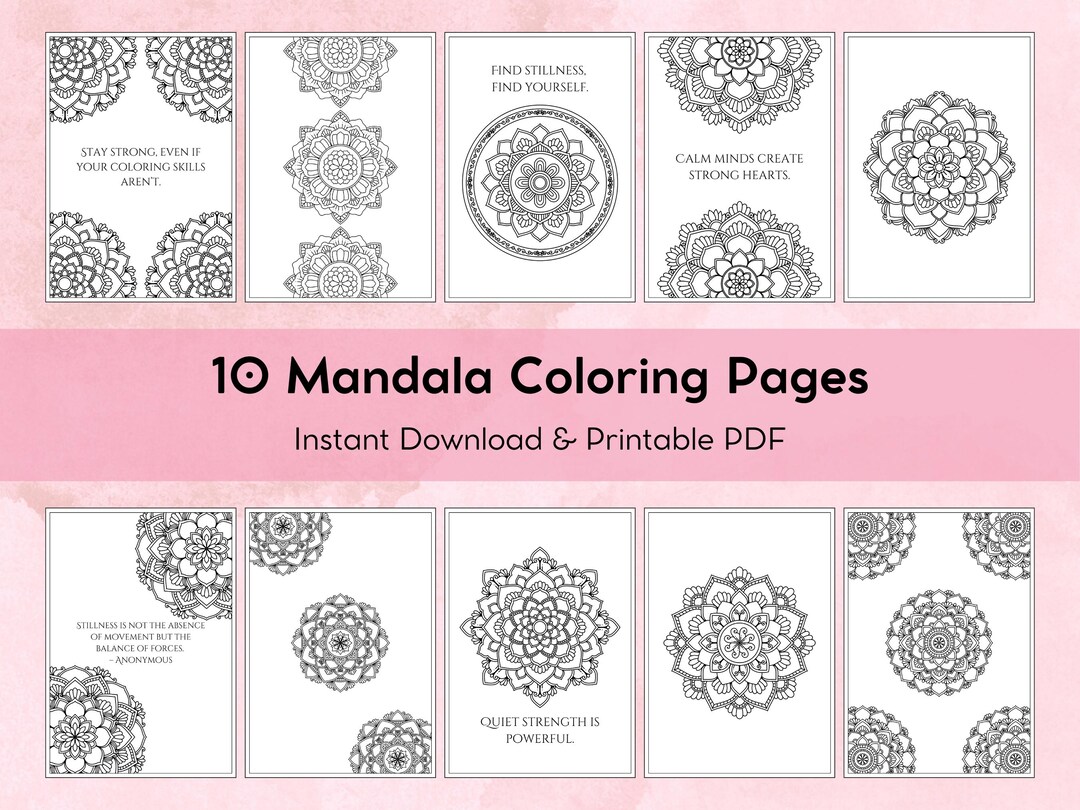 Coloring Pages 10 Hand-drawn Mandalas Printable Digital Mindfulness and ...