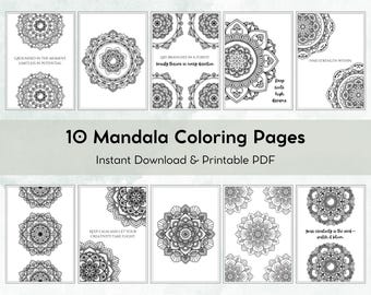 Coloring Pages 10 Hand-drawn Mandalas Printable & Digital Mindfulness ...