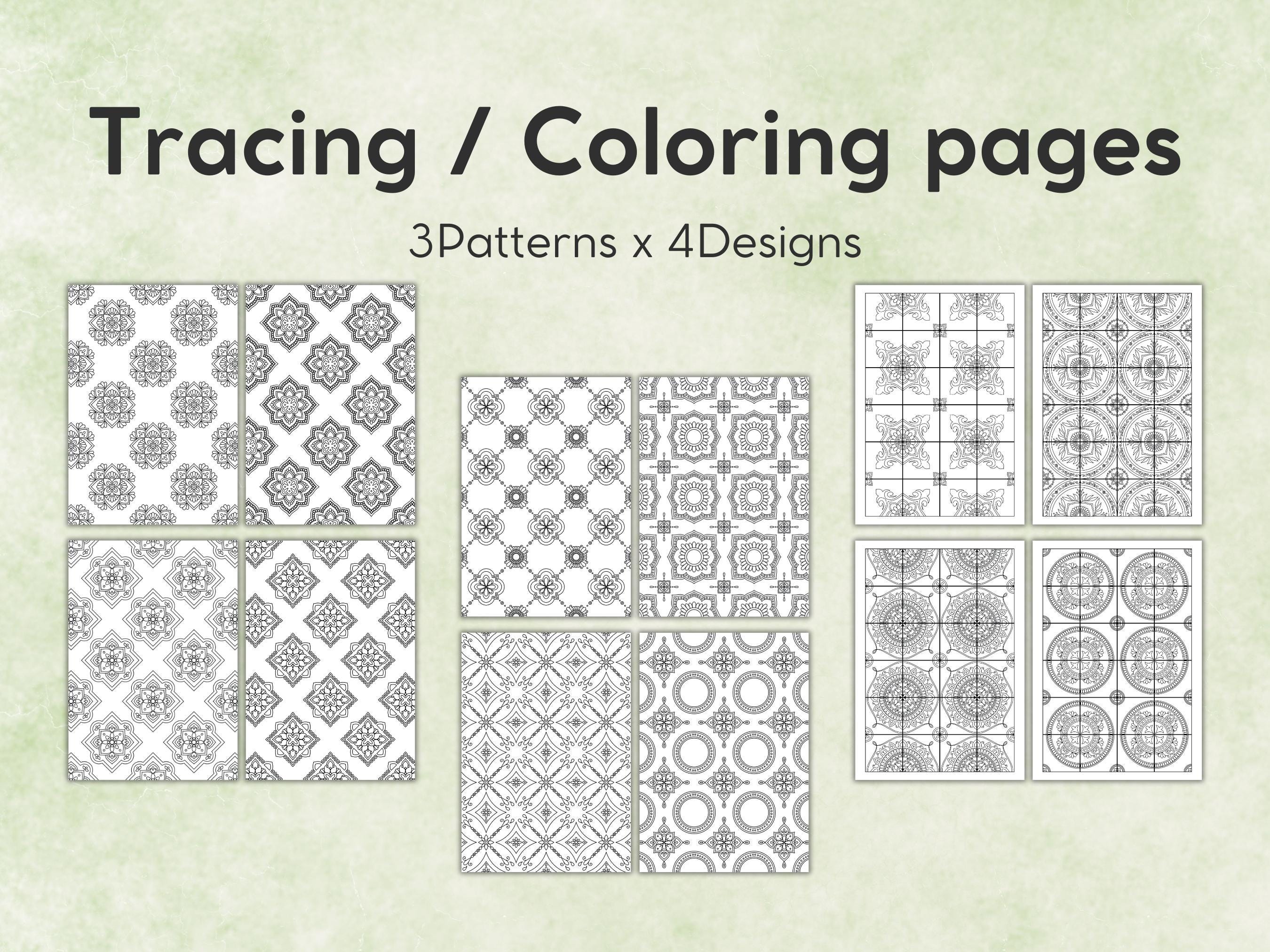 12 Tracing & Coloring Pages : Printable Tile Patterns Coloring for ...