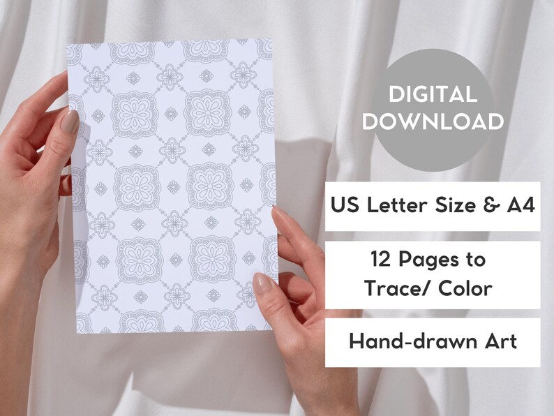 12 Tracing & Coloring Pages : Intricate Tile Patterns Coloring for ...