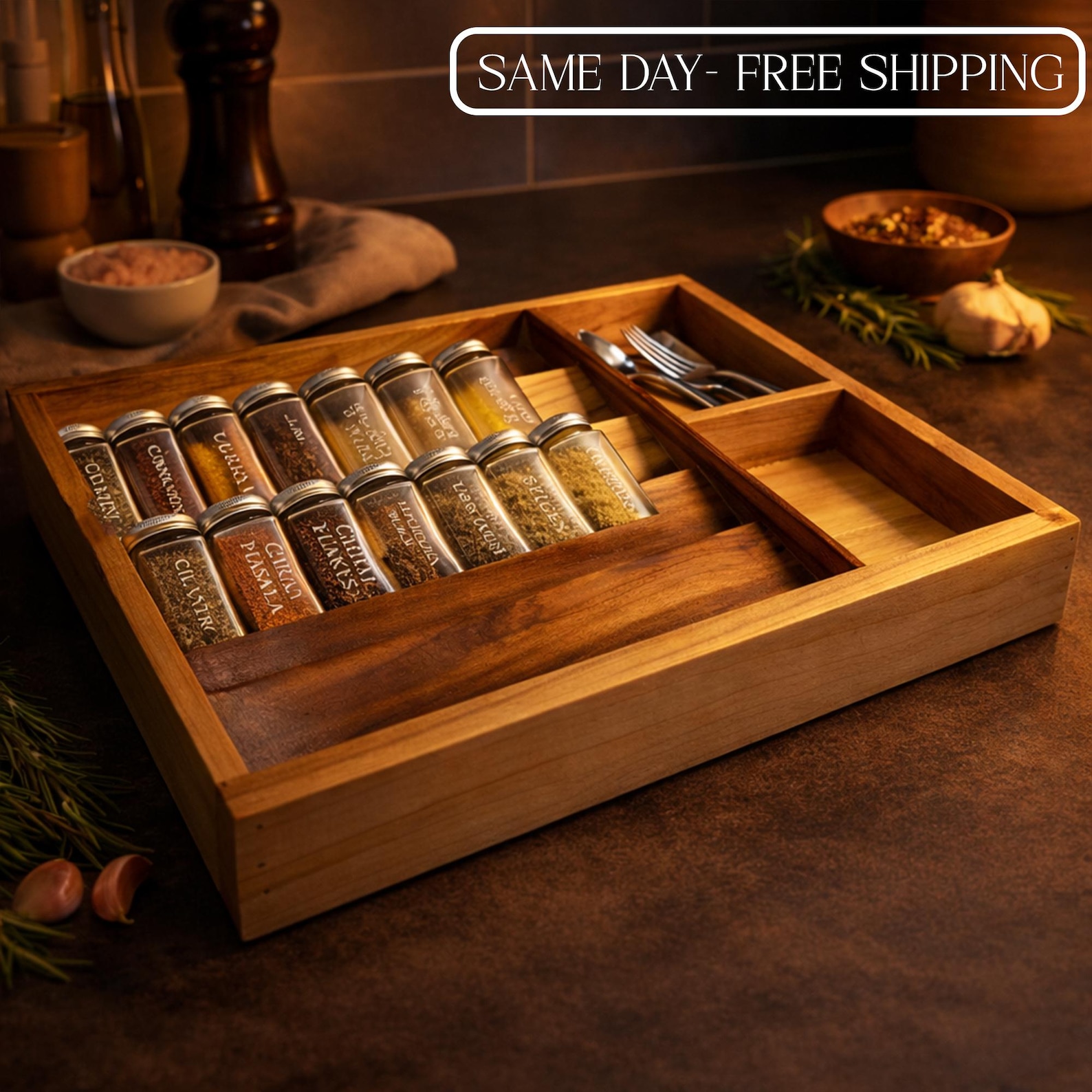 Custom Maple Spice Drawer Organizer – Solid Wood Kitchen Insert - Etsy