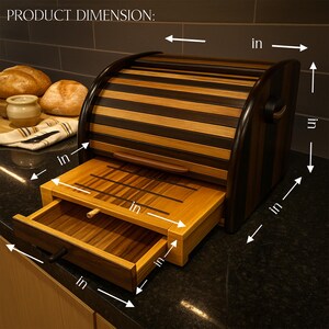 Handcrafted Wood Bread Box With Cutting Board & Knife Holder ...