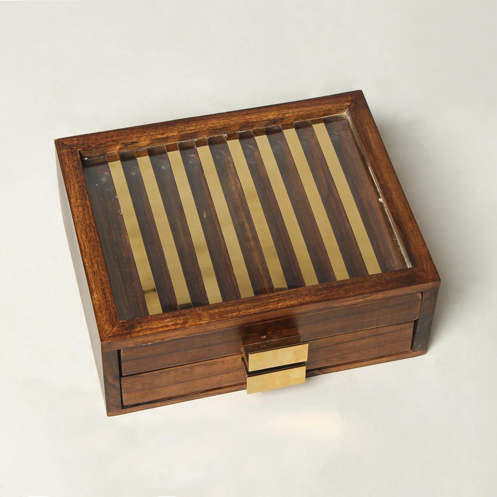 Handmade Wooden Pen Box With Glass Top – Brass Handle Desk Organizer - Etsy