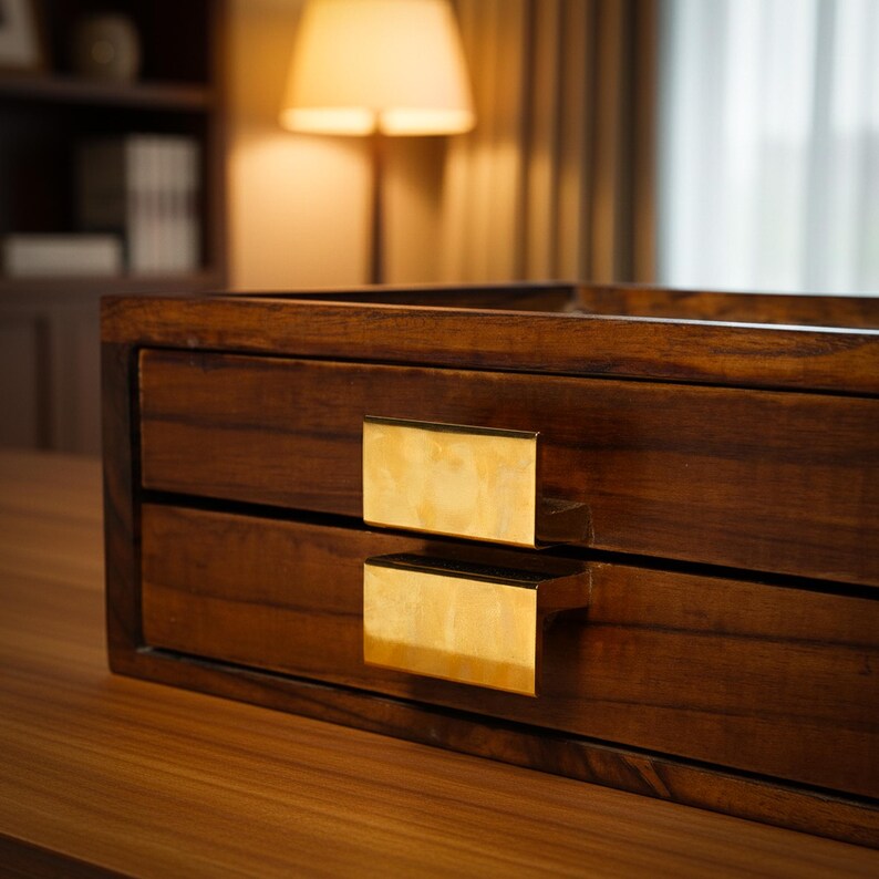 Handmade Wooden Pen Box With Glass Top – Brass Handle Desk Organizer - Etsy