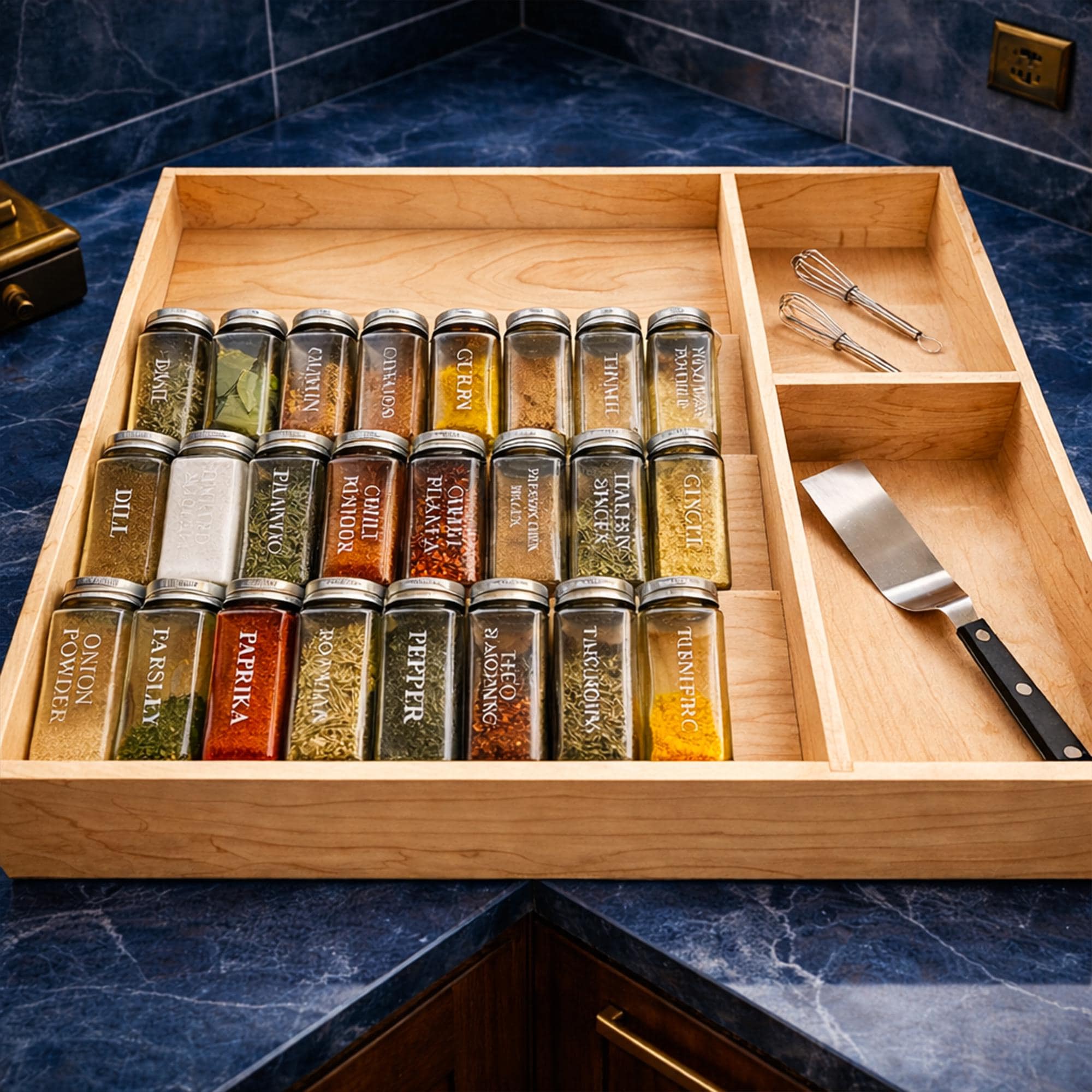 Custom Maple Spice Drawer Organizer – Solid Wood Kitchen Insert - Etsy