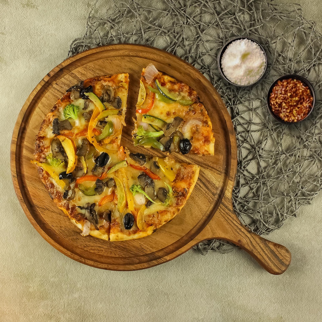 Acacia Wood Pizza Plate Serving Tray for Pizza 14 Round Serving Board ...