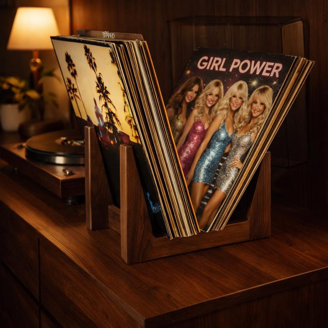 Solid Wood Record Flip Rack – Mid Century Vinyl Record Holder | Mango ...