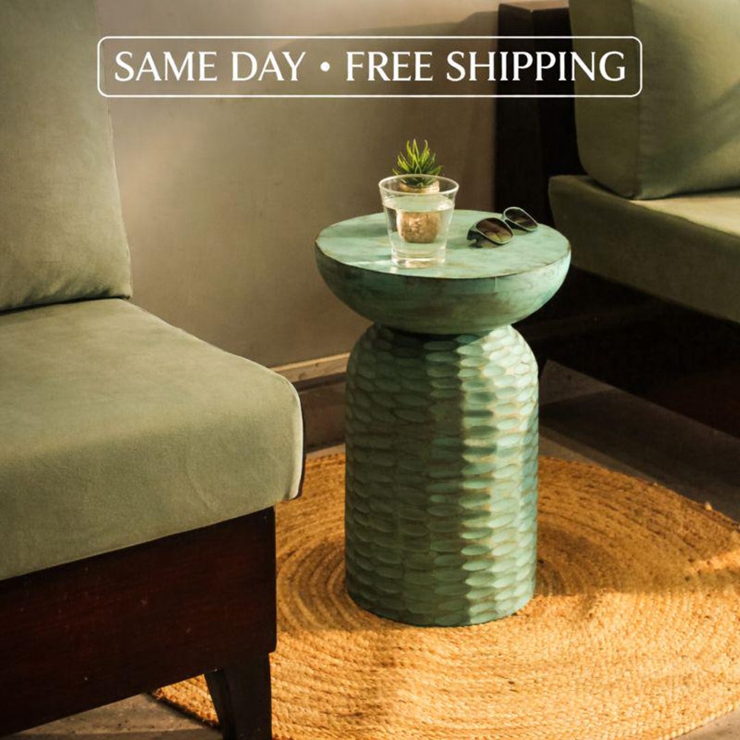 Handcrafted Mango Wood Side Table, Mushroom Style Accent Table - Etsy