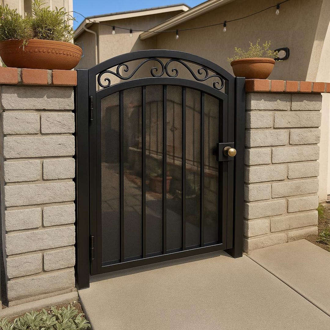 Custom Arched Steel Garden Gate | Wrought Iron Entry Gate | Exterior ...