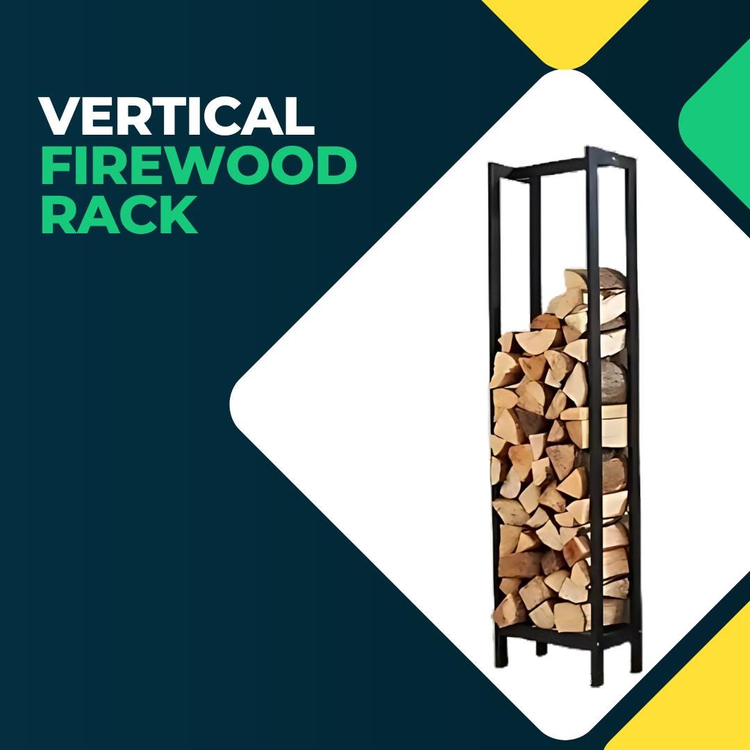 Heavy-duty Vertical Firewood Rack Log Holder & Storage Shelf for Indoor ...