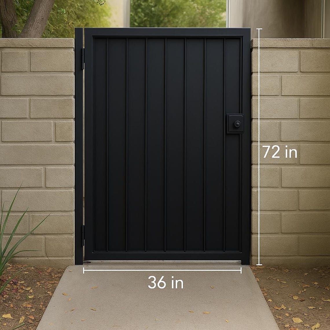Modern Steel Privacy Gate: Custom Powder Coated Metal Entry - Etsy