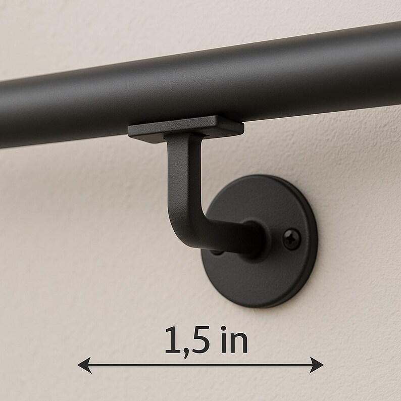 Modern Black Steel Wall-mounted Handrail | ADA Compliant Indoor Safety ...