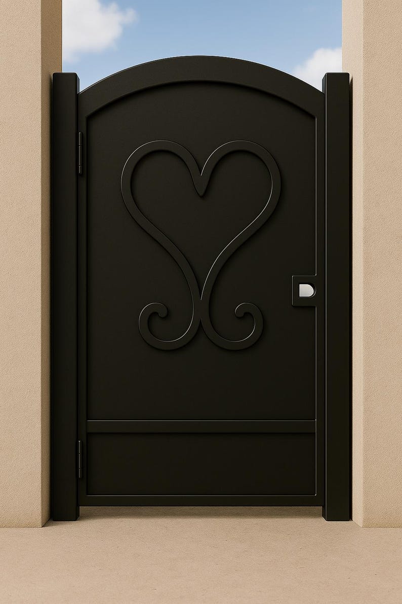 Heart Scroll Wrought Iron Garden Gate - Arched Metal Entryway 36x84 - Etsy