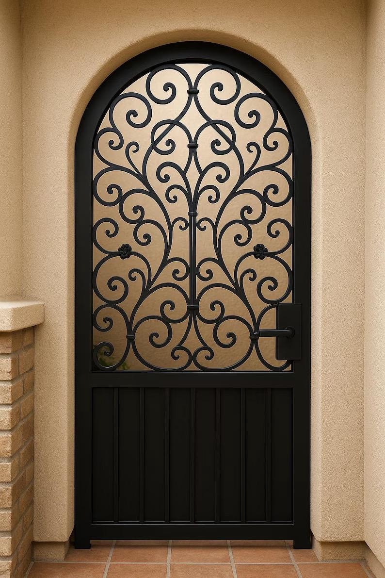 Custom Arched Wrought-iron Garden Gate | Hand-forged Scroll Design ...
