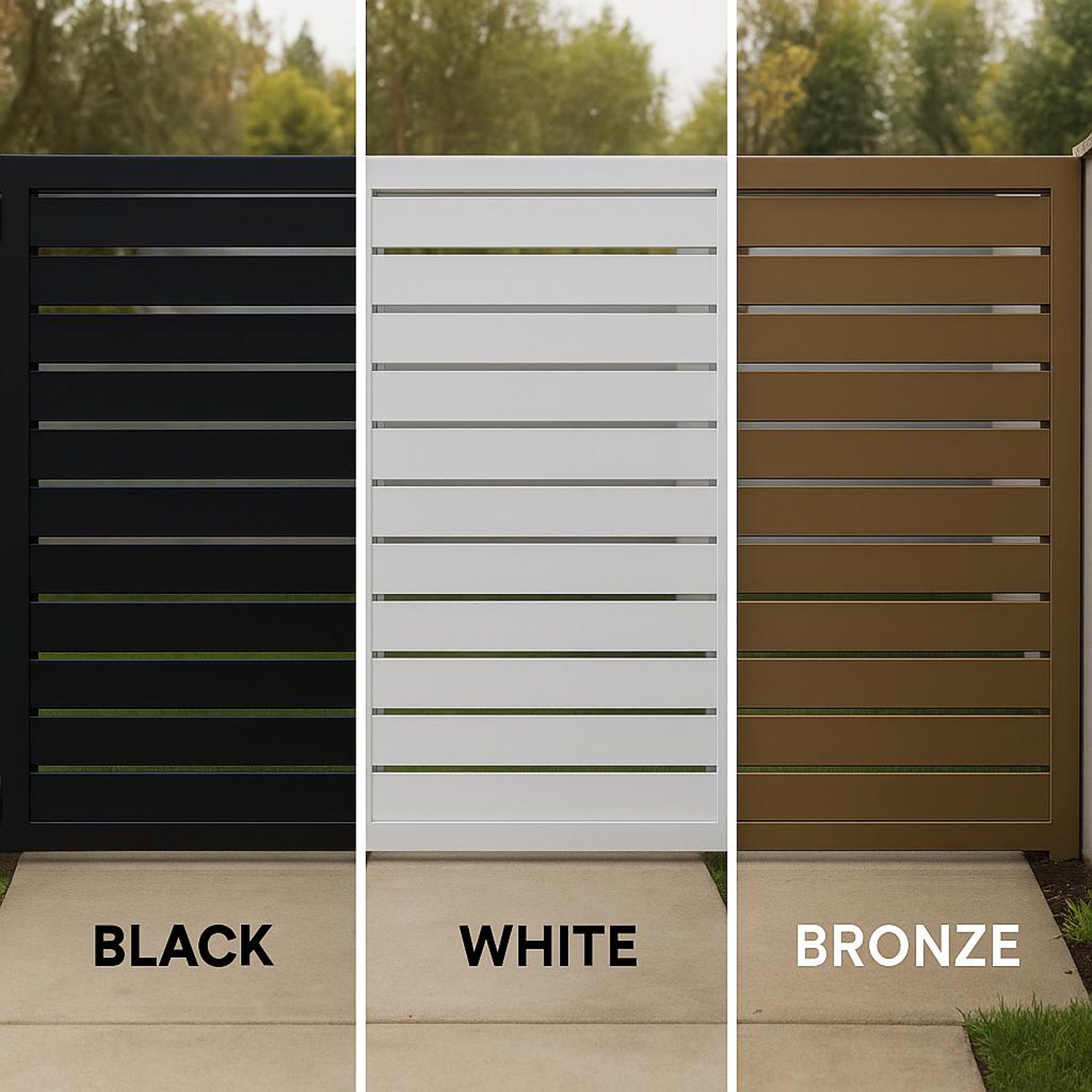 Modern Horizontal Slat Steel Gate: Powder Coated Privacy Fence - Etsy