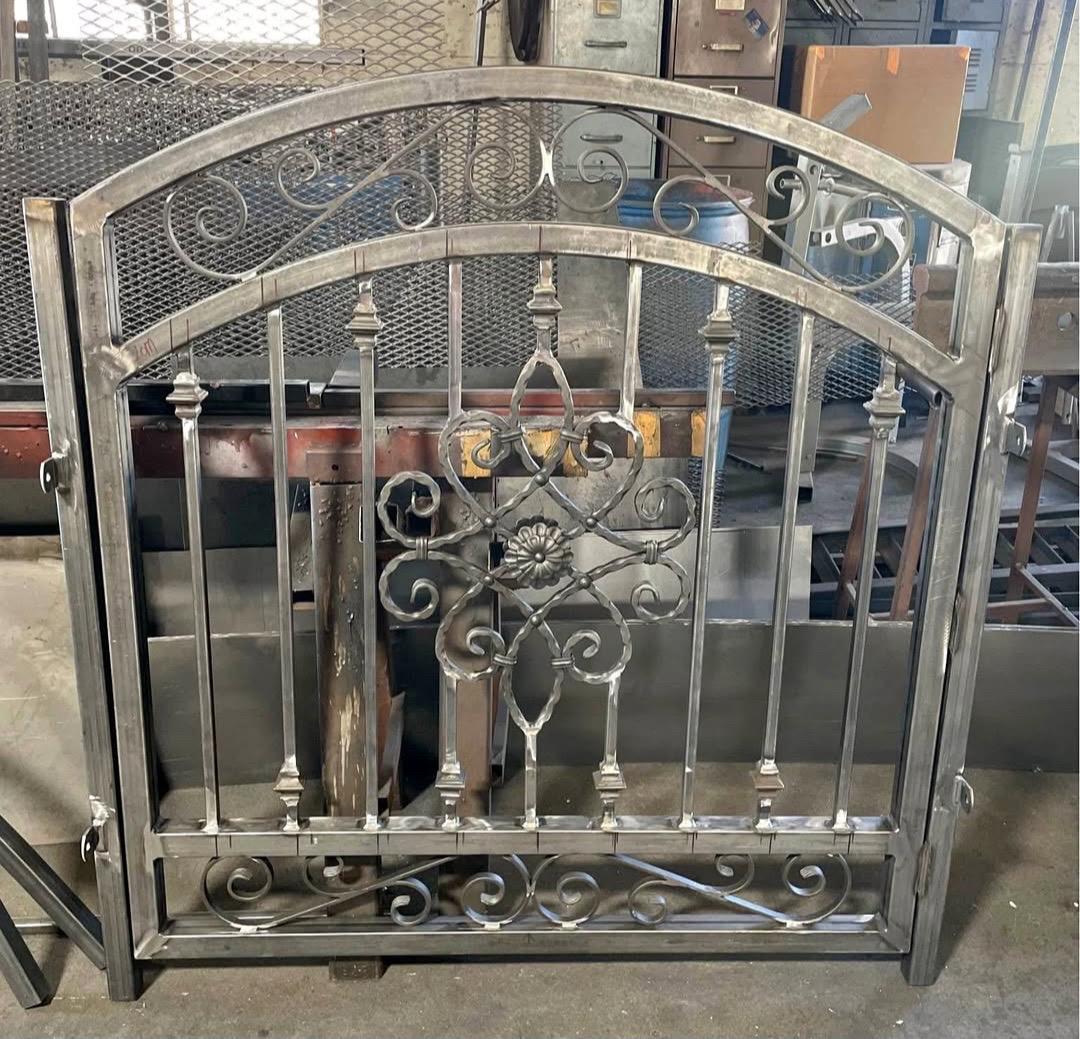 Handcrafted Wrought Iron Garden Gate: Arched Floral Entry, Custom Size ...
