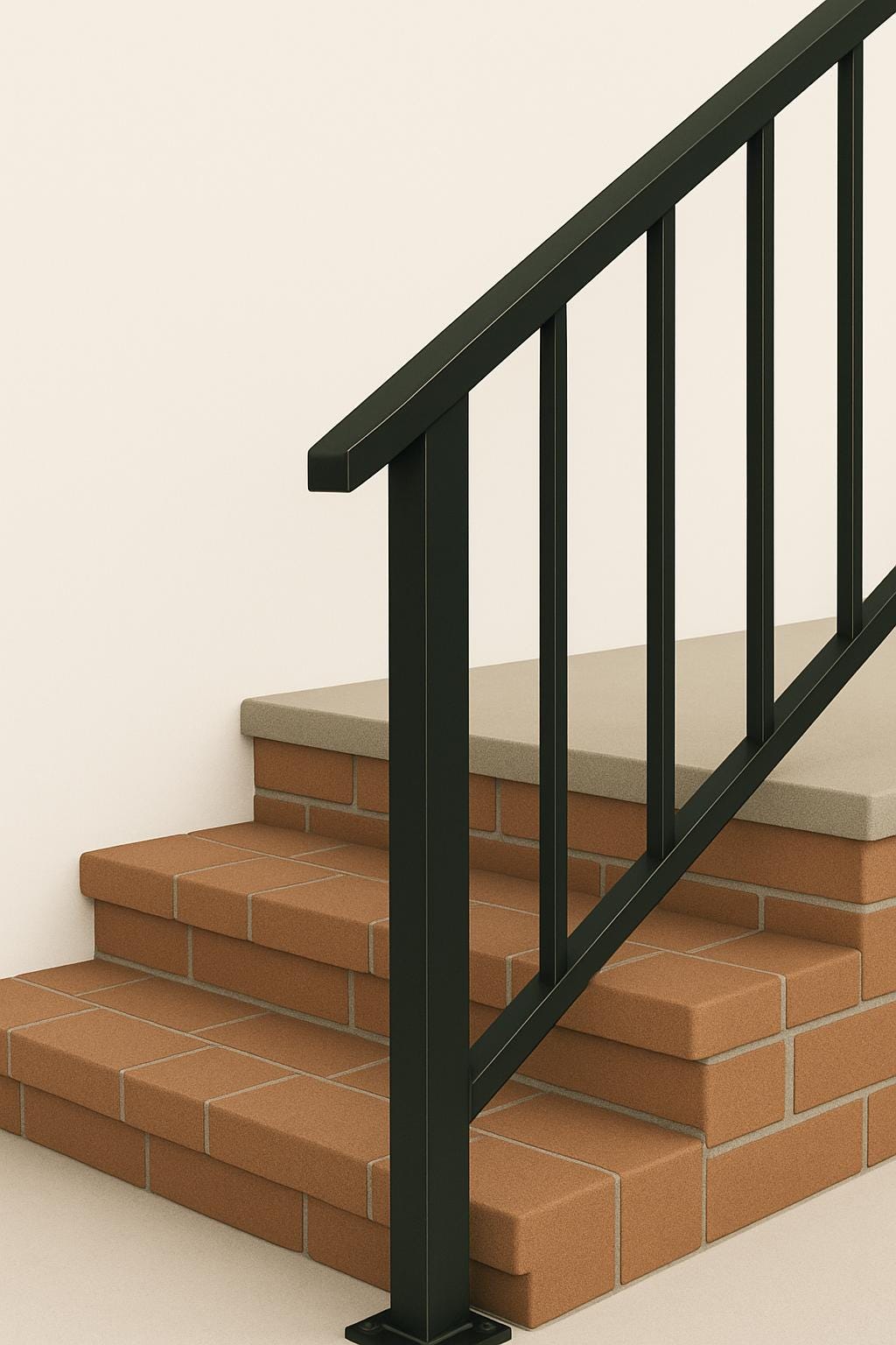 Modern Metal Stair Handrail – Welded Steel Railing for 3 Steps – Matte ...