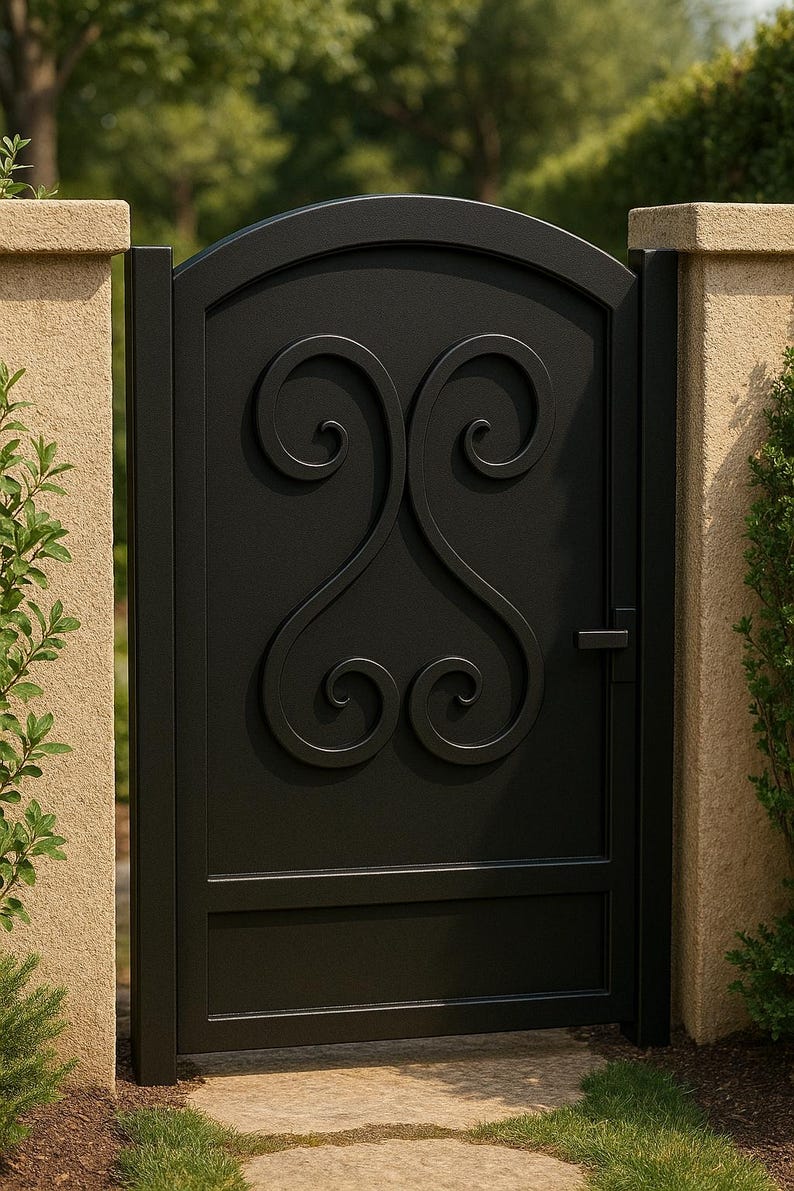 Wrought Iron Garden Gate: Arched Scroll Steel Entry - 36"x48" - Etsy