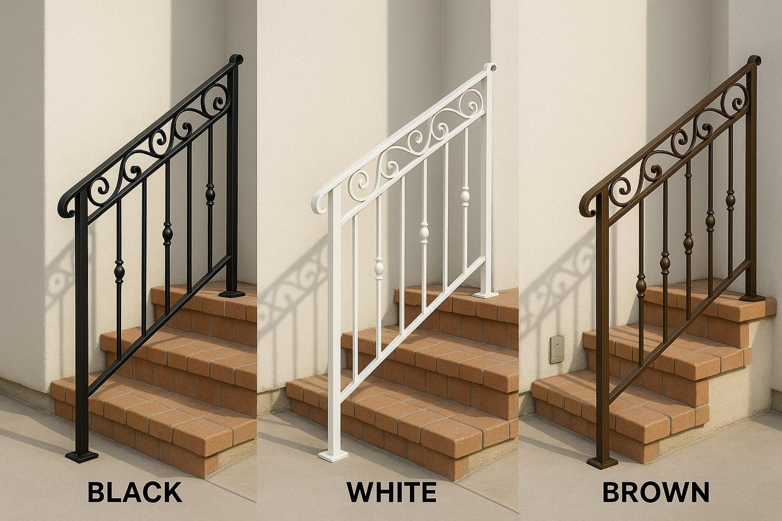 Wrought Iron Stair Railing: Decorative Steel Handrail With Scrolls - Etsy