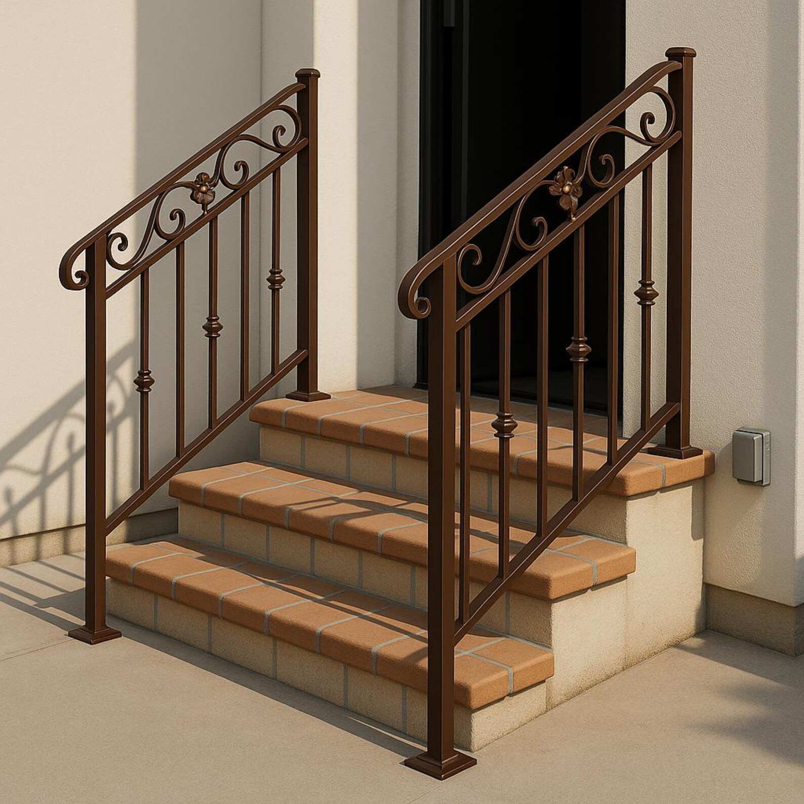 Wrought Iron Stair Railing: Decorative Steel Handrail With Scrolls - Etsy
