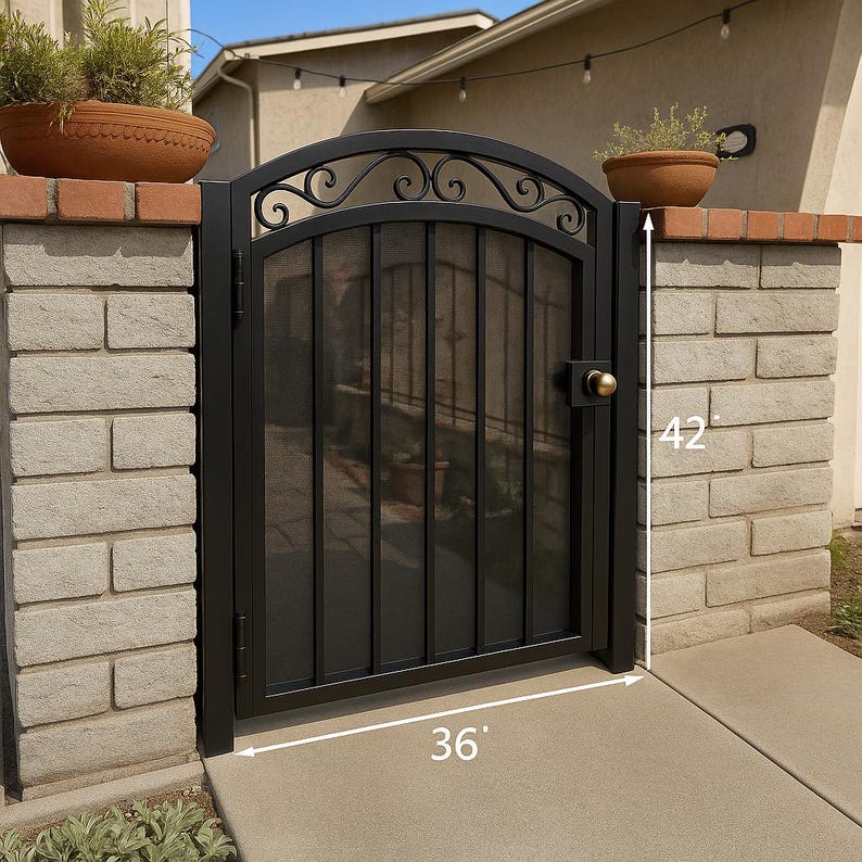 Custom Arched Steel Garden Gate | Wrought Iron Entry Gate | Exterior ...