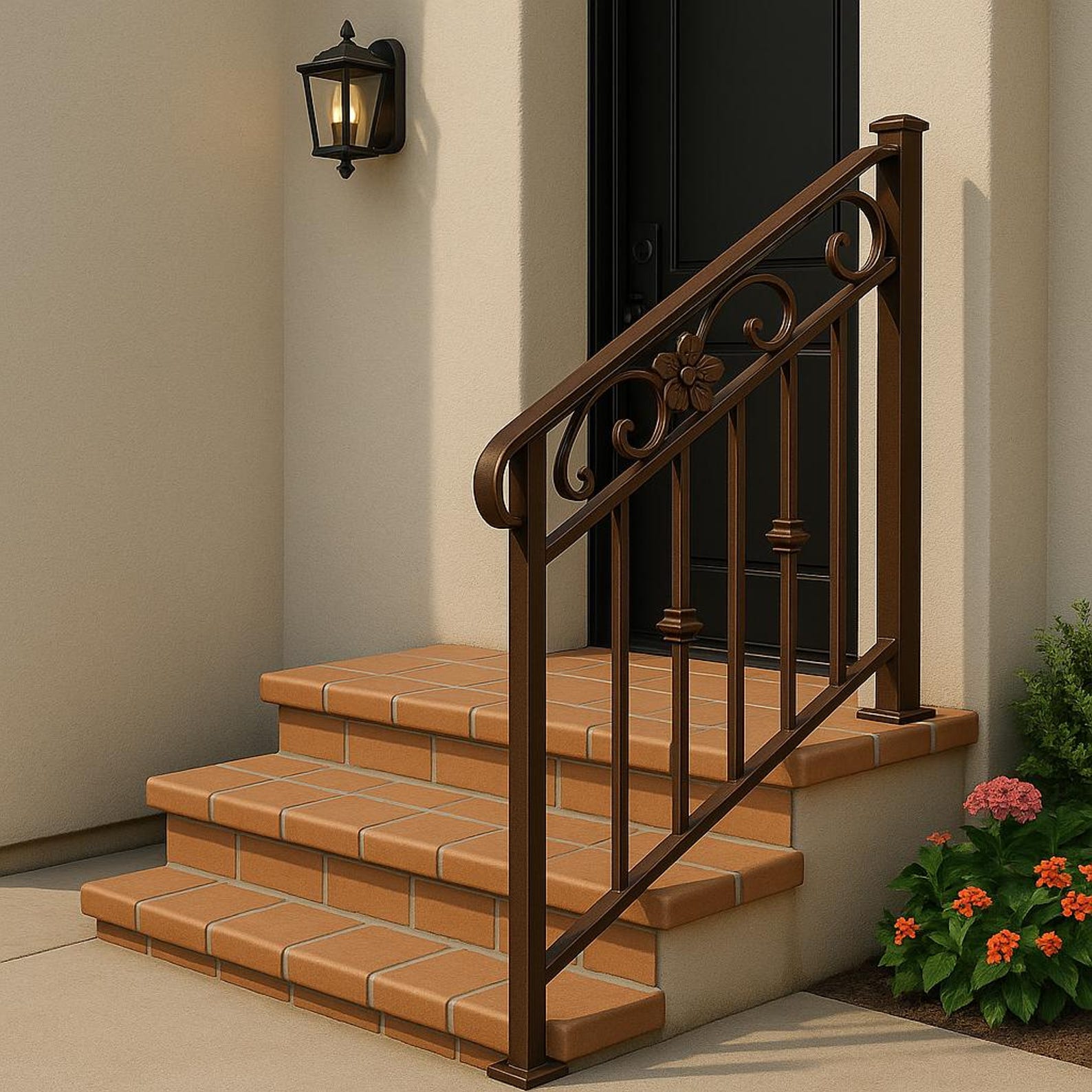 Wrought Iron Stair Railing: Decorative Steel Handrail With Scrolls - Etsy