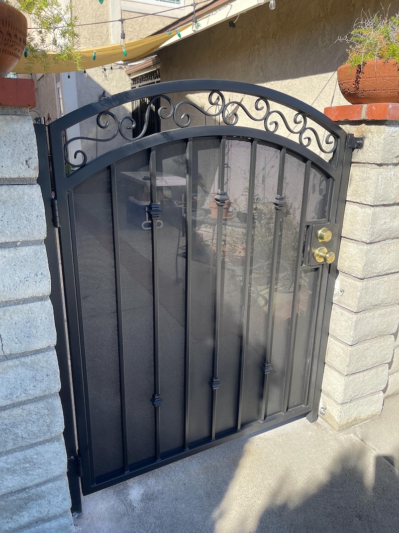 Arched Wrought Iron Garden Gate | Decorative Scroll Steel Entry Gate ...