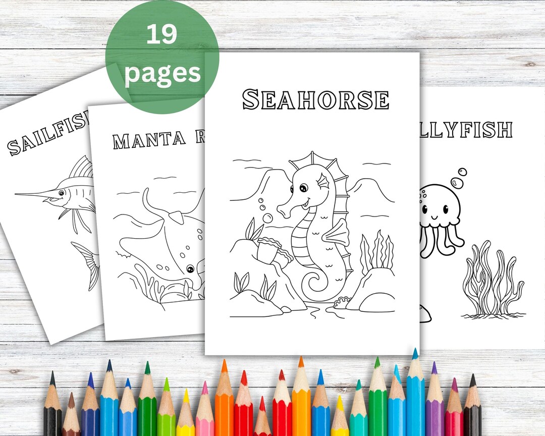 Aquatic Animals Coloring Worksheets | Marine Life Coloring Pages ...