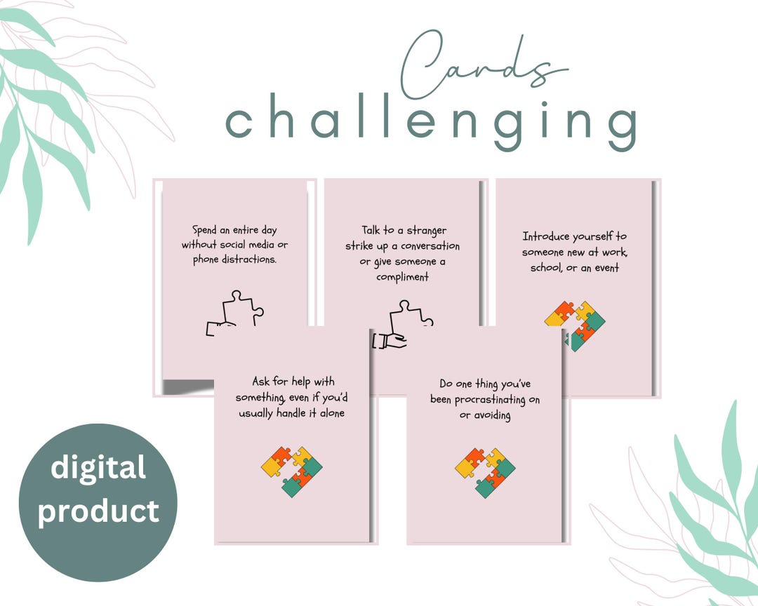 Printable Challenge Cards for Motivation, Personal Growth, Creativity ...