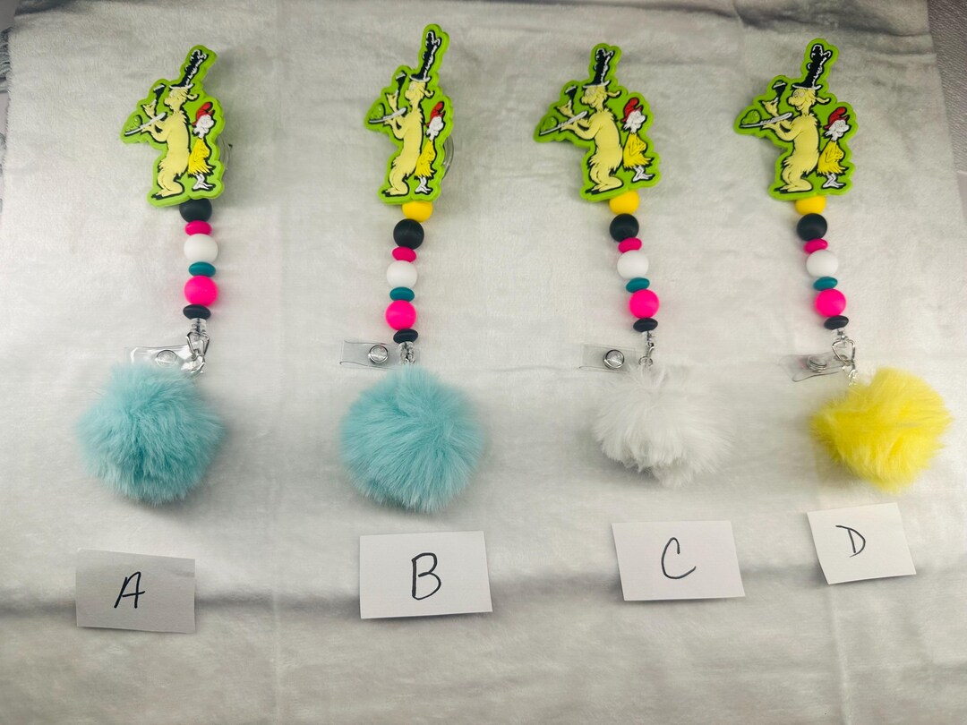 Green Eggs and Ham, Sam Badge Reel With Silicone Beads, Rotating Badge ...