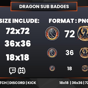 Dragon Twitch Sub Badges | Twitch Badges | Dragon Bit Badges | Twitch ...