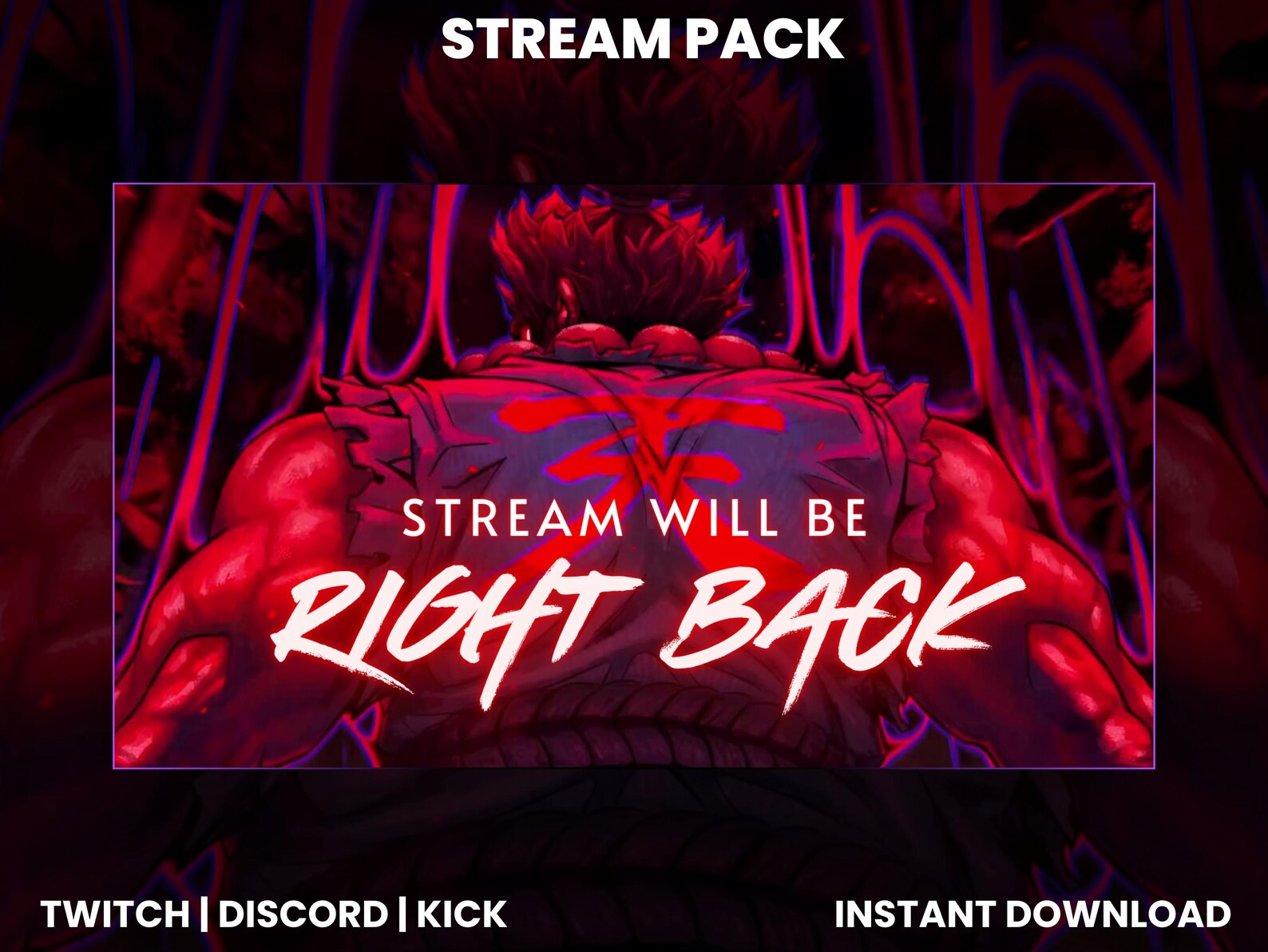 Akuma Twitch Stream Pack | Neon Purple & Red, Animated Screens - Etsy