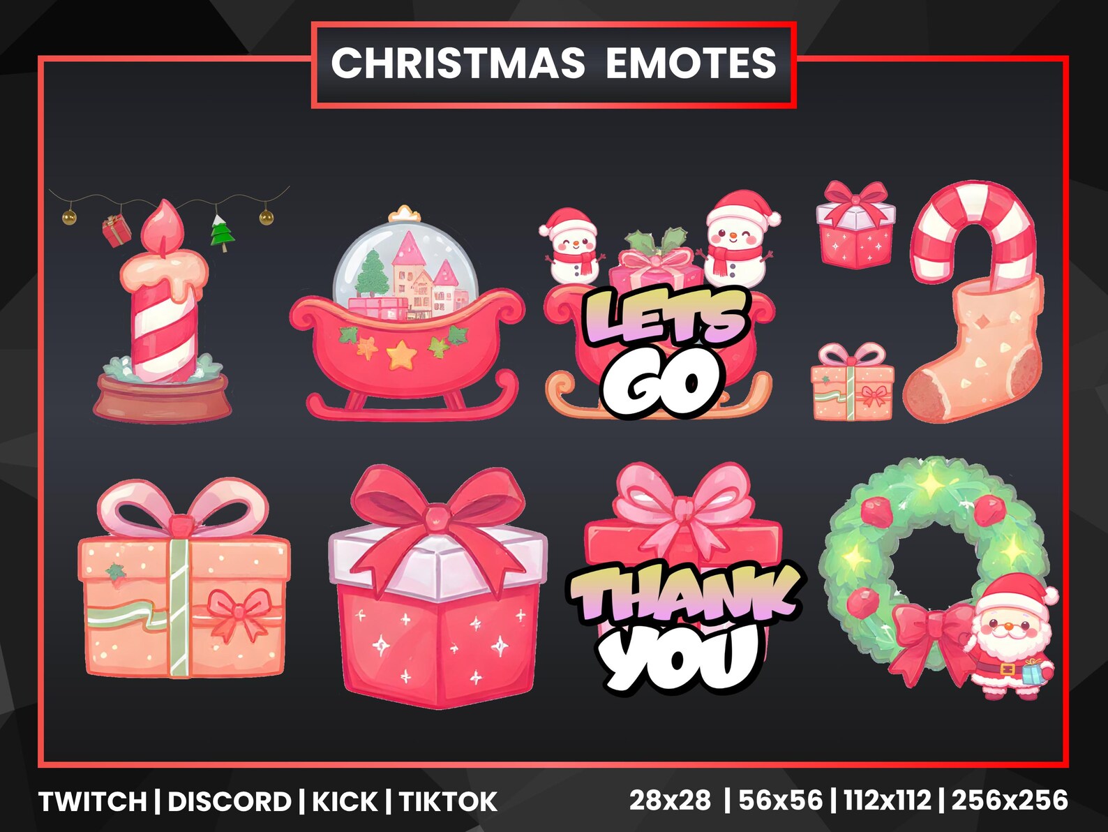 16 Christmas Object Emotes Pack | Gift Box, Candy Cane Twitch Emotes - Etsy