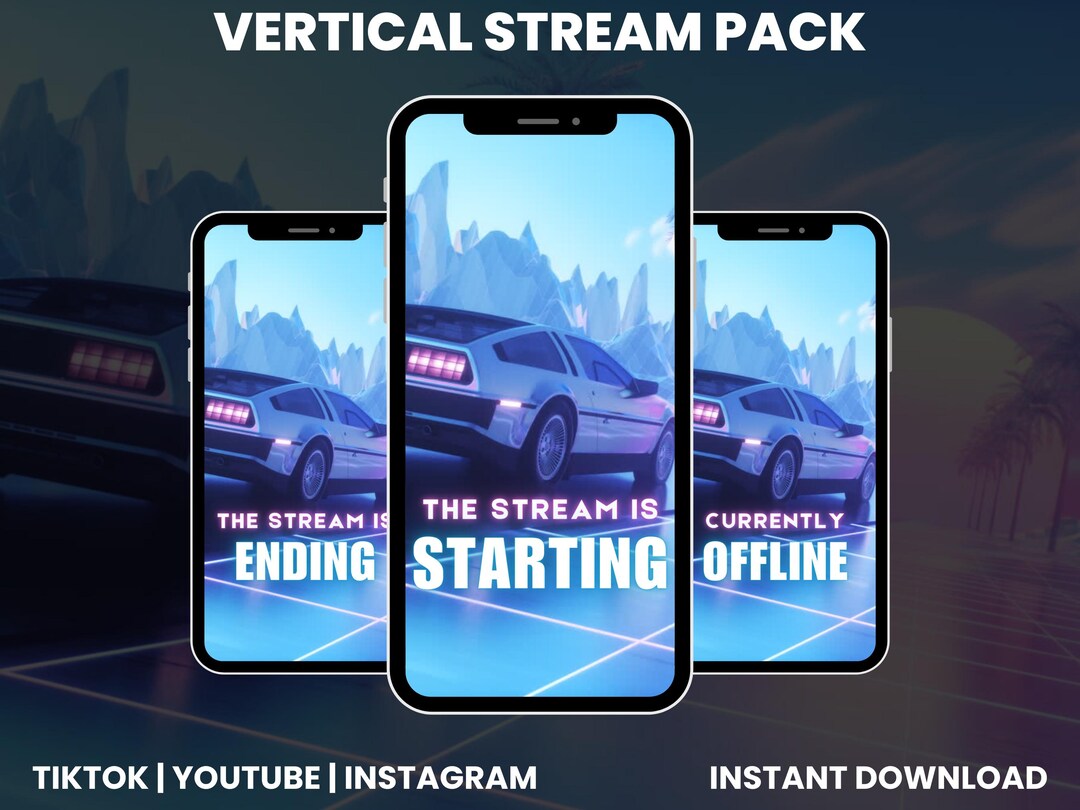 Retrowave Car Vertical Tick Tok Stream Pack| Animated Screens ...