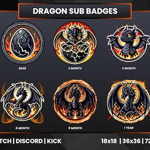 Dragon Twitch Sub Badges | Twitch Badges | Dragon Bit Badges | Twitch ...