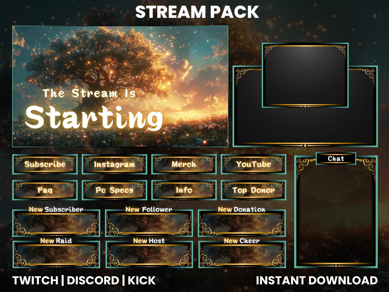Magical Tree Twitch Stream Pack | Animated Screens | Twitch Overlay ...